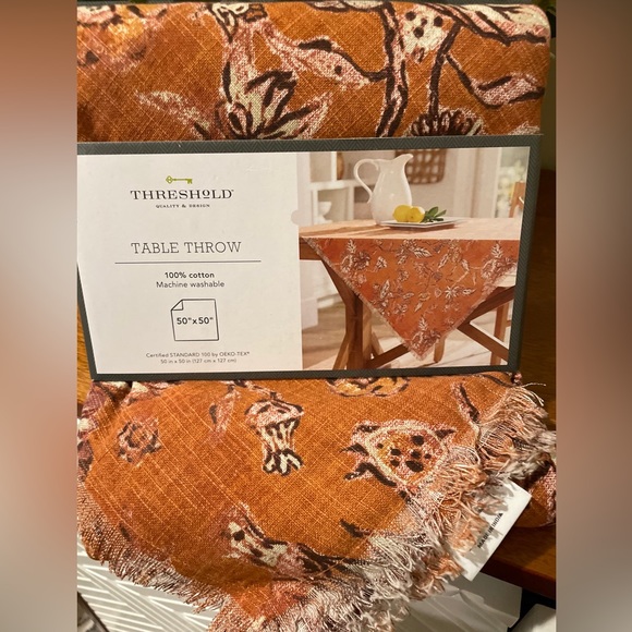 Threshold | Dining | Threshold Table Throw 5x50 Terracotta Brown Floral ...